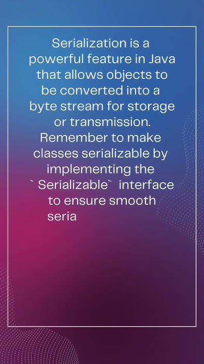 Java tip for the day: Serializable interface #serialization - YouTube