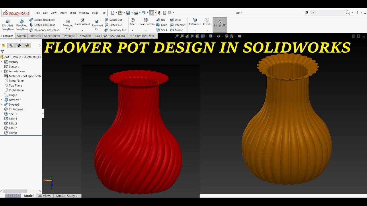 Flower pot design in Solidworks. #SolidworksTutorial - YouTube