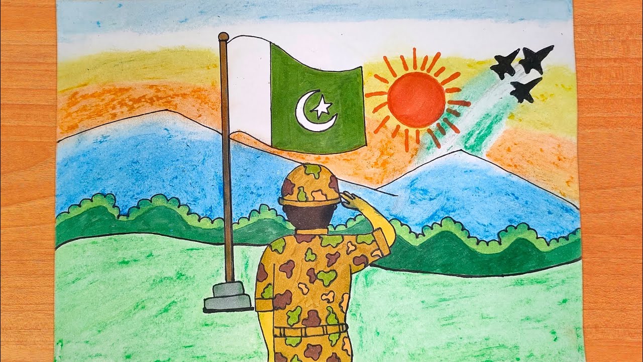 Defence day Chart / 6th September Drawing / Defense Day Easy Drawing ...