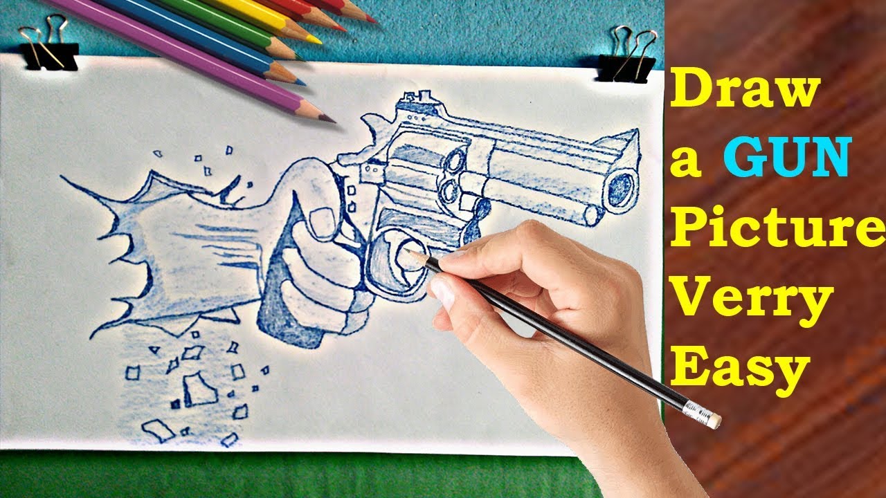 Gun Drawing In Pencil