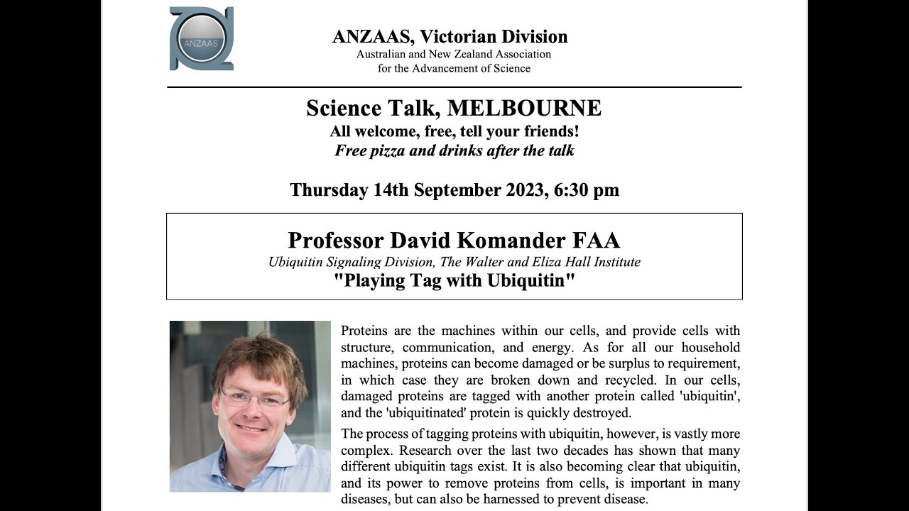 ANZAAS Sept 2023 Prof David Komander FAA "Playing Tag with Ubiquitin ...