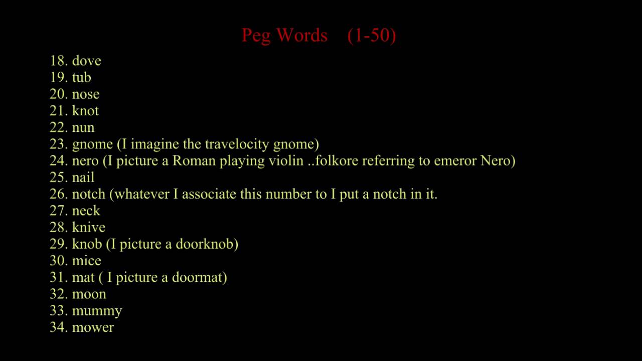 Memory technique mnemonic major system - YouTube