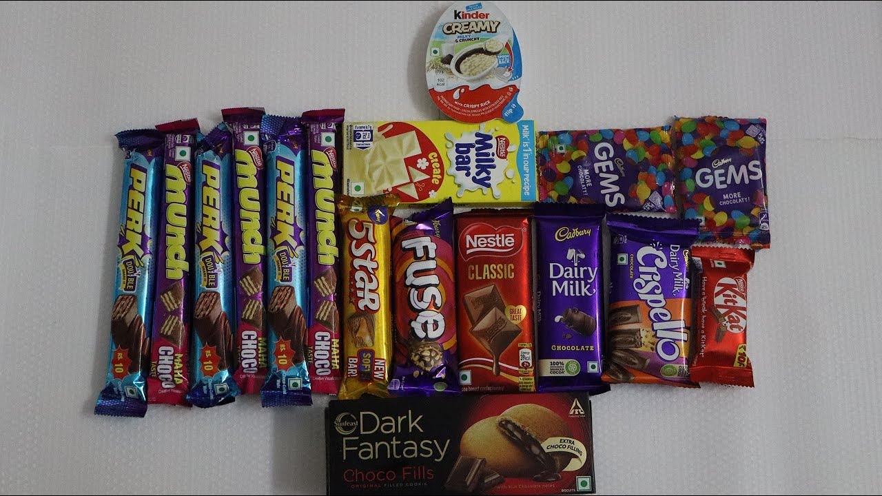 Munch, PERK, 5 Star, Dairy Milk, Milky bar, KitKat, FUSE,Nestle, GEMS ...