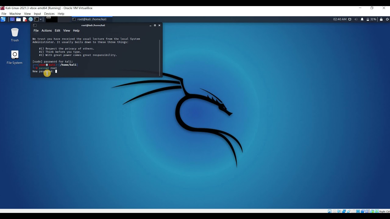 Creating A Root User In Kali Linux YouTube Creating A Root User In Kali Linux YouTube