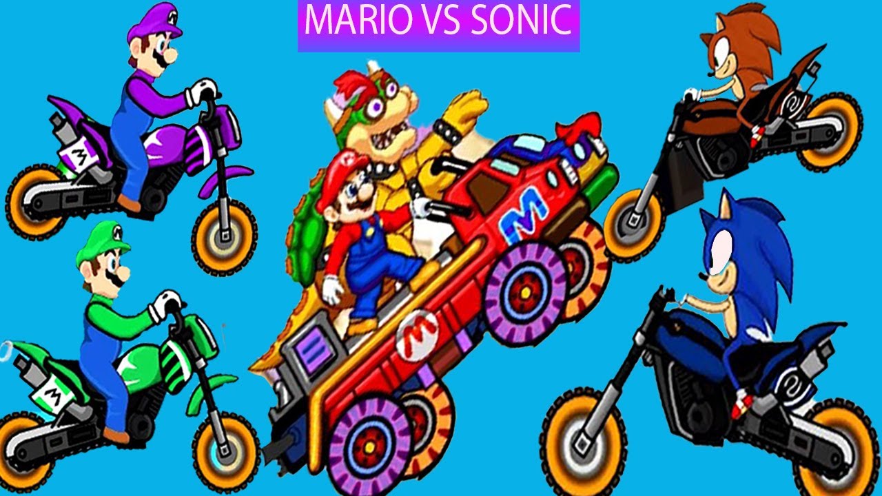 MARIO VS SONIC BIKE RACE & MARIO TRUCK WAR | MARIO GAMES - YouTube