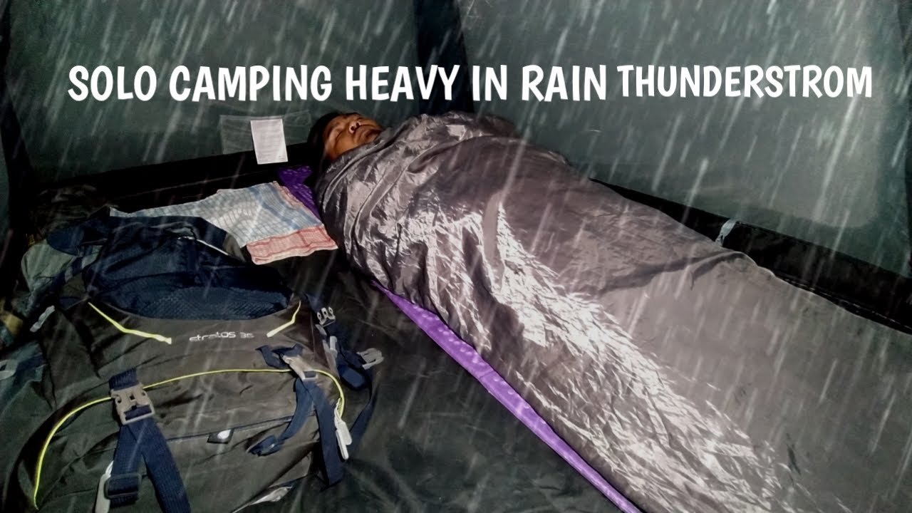 SOLO CAMPING HEAVY RAIN THUNDERSTORM COOKING IN THE TENT [ASMR] - YouTube