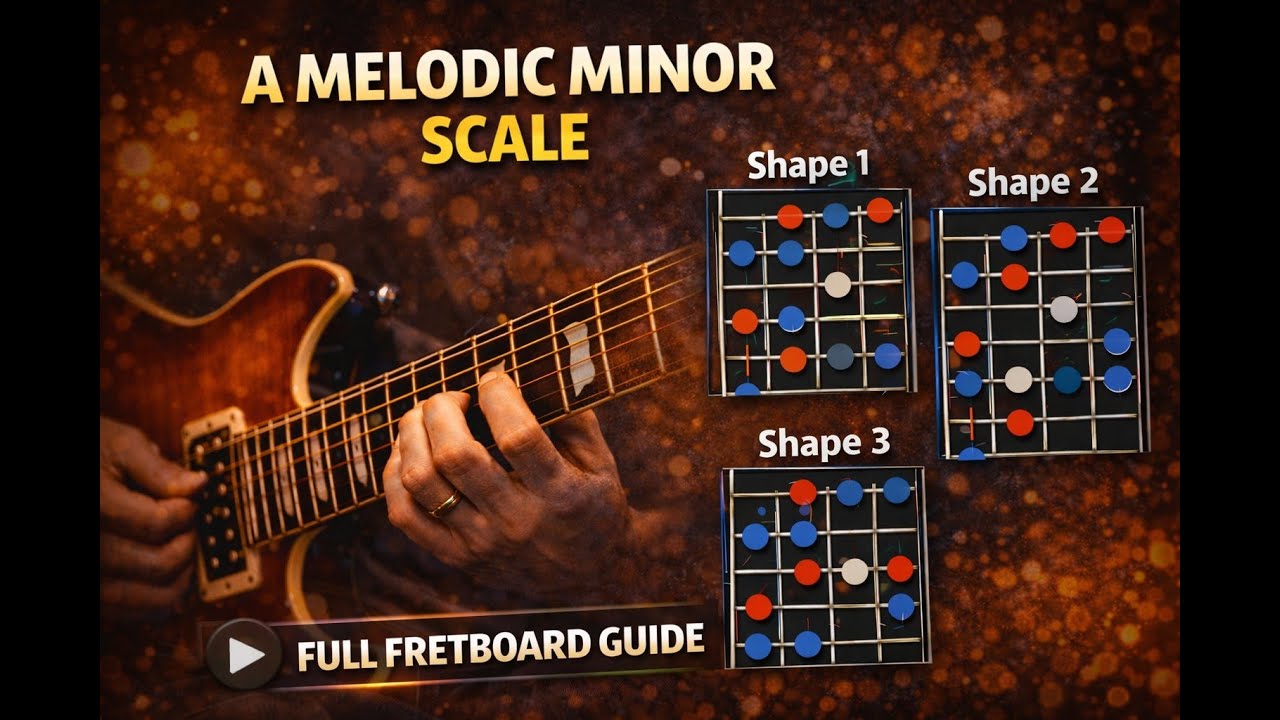 All A Melodic Minor Scale Shapes on Guitar | Complete Fretboard Guide # ...