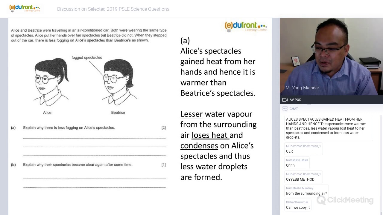 PSLE Science 2019 Discussion on Selected Questions - YouTube