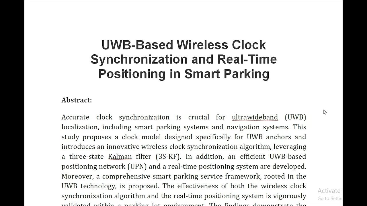 UWB Based Wireless Clock Synchronization and Real Time Positioning in Smart Parking - YouTube