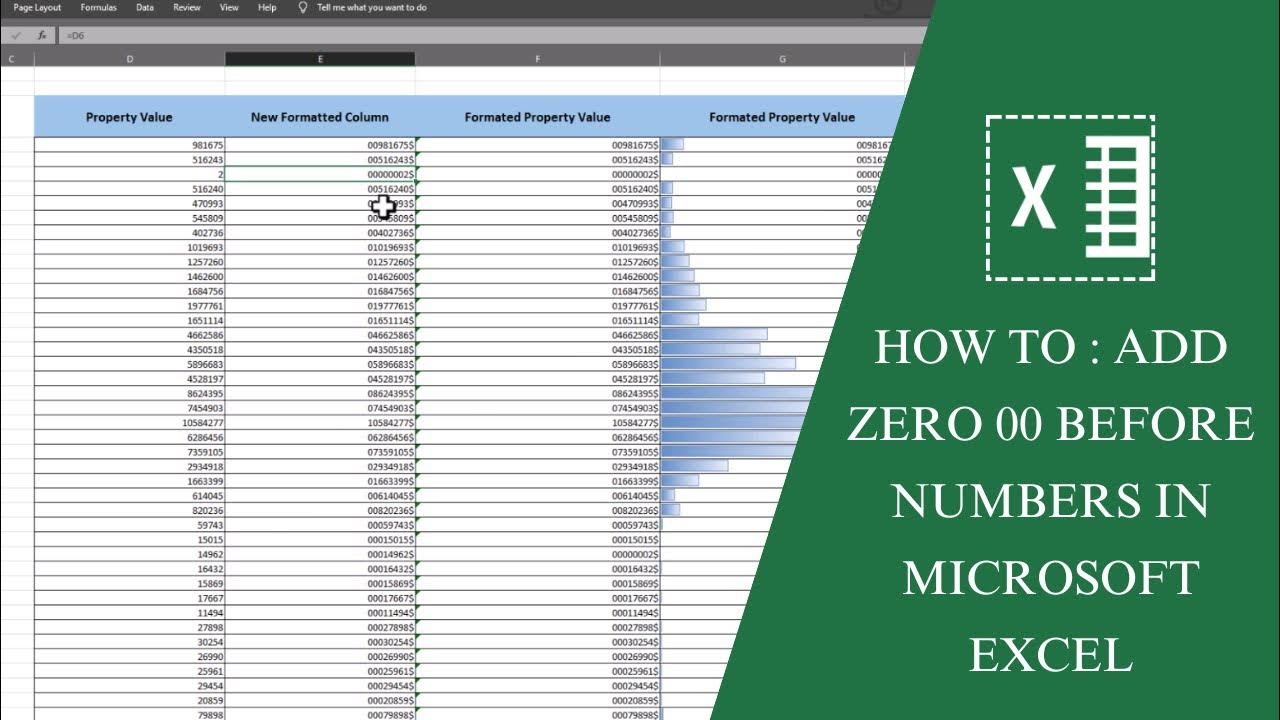 How To : Add Zero 00 Before Numbers in Microsoft Excel - YouTube