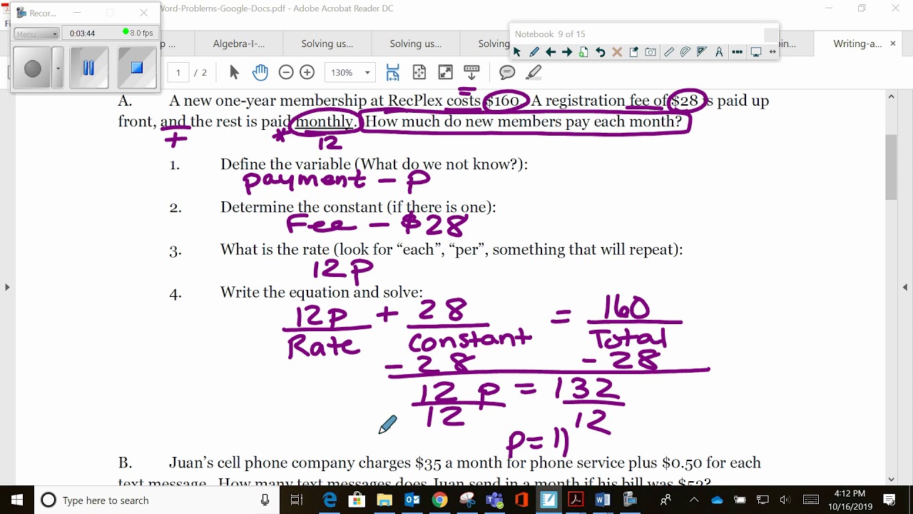 one-variable word problems - YouTube