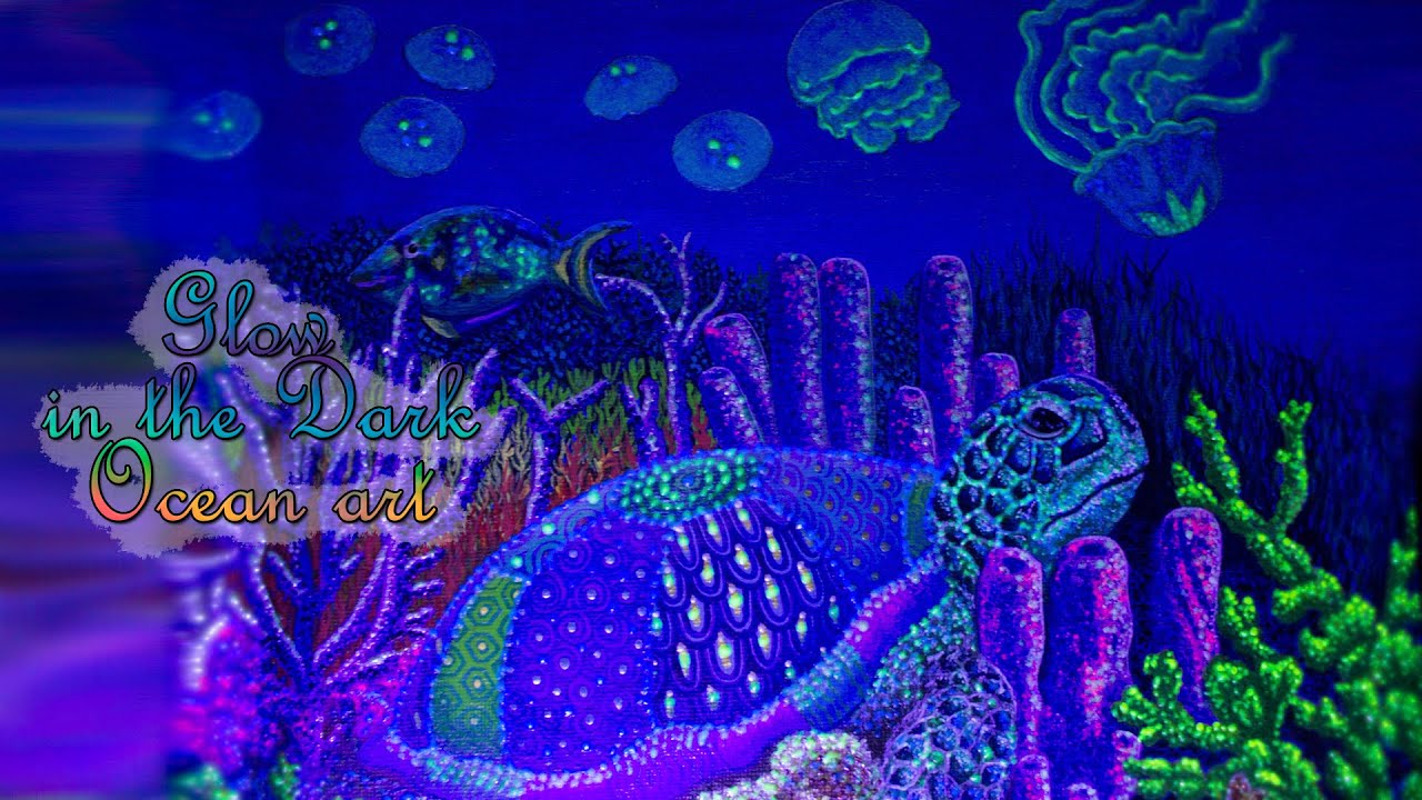 Glow in the Dark Ocean 🌊 Art using Phosphorescent Gel & Acrylic Paints ...