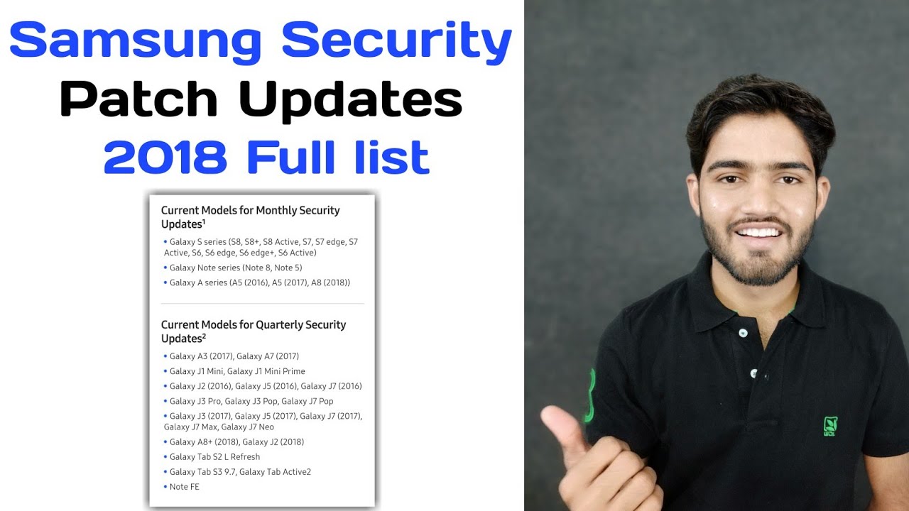 Samsung Security Patch updates 2018 Full list [Hindi] - YouTube