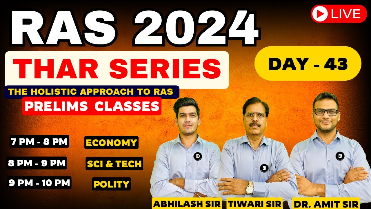 RAS 2024 | THAR Classes Day 43 | ECONOMY, SCIENCE, POLITY Dr Amit Academy - YouTube