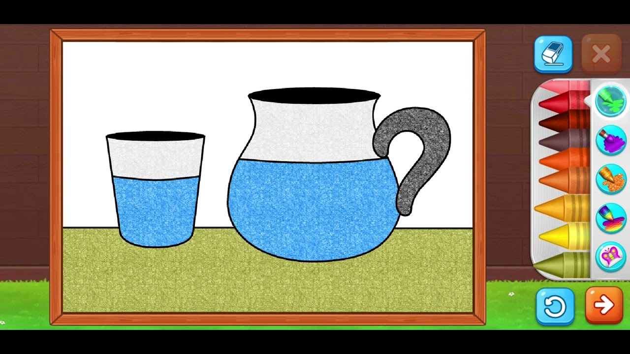 Colouring a jug and a glass of water. Mewarnai Gambar Teko dan Gelas ...