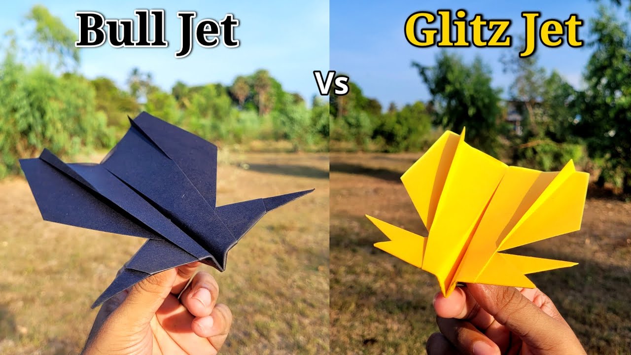 Bull Jet vs Glitz Jet Paper Airplanes Flying Comparison and Making ...