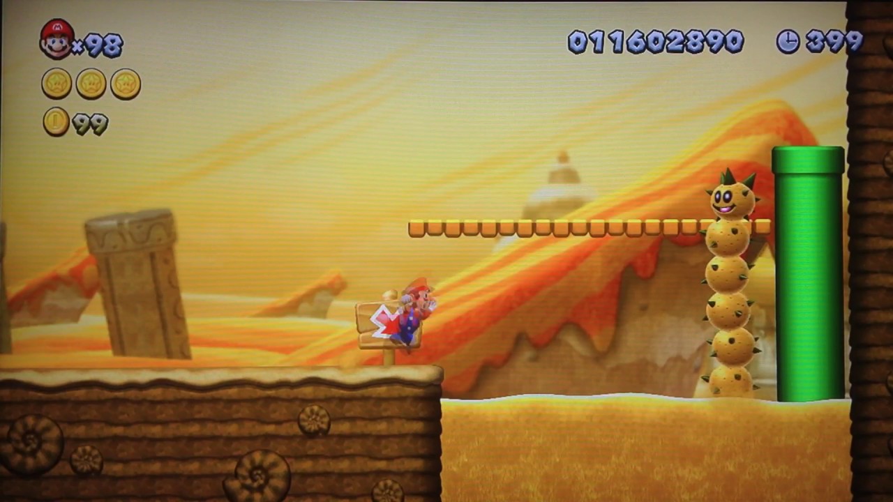 New Super Mario Bros. U - Perilous Pokey Cave 100% Speed Run - YouTube