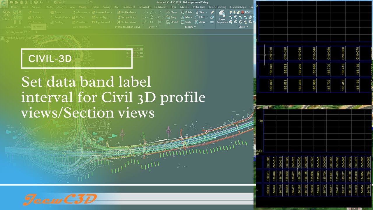 Set data band label interval in Civil 3D - YouTube