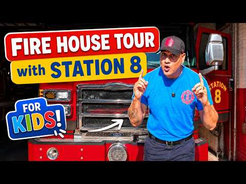 STATION 8 FIRE HOUSE TOUR - Learn about Fire Stations, Firefighters, Fire Trucks and Tools! FOR KIDS