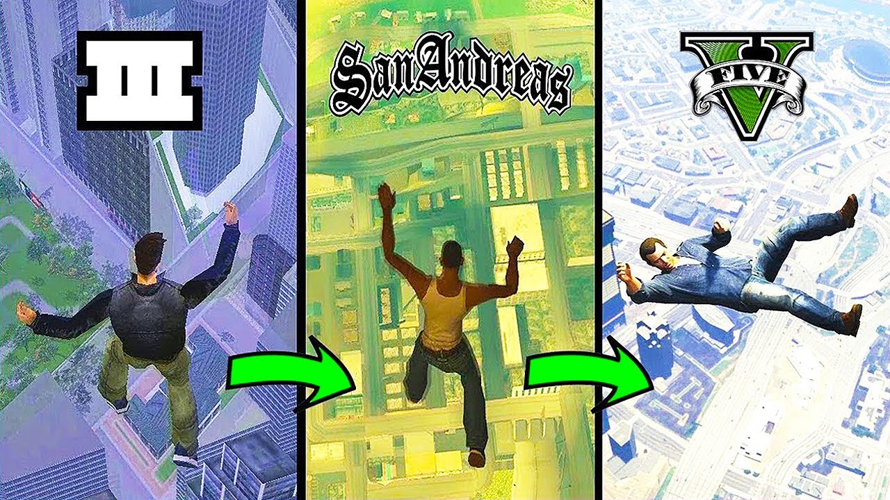 FALLING from the HIGHEST POINT in GTA Games! (Evolution) - YouTube