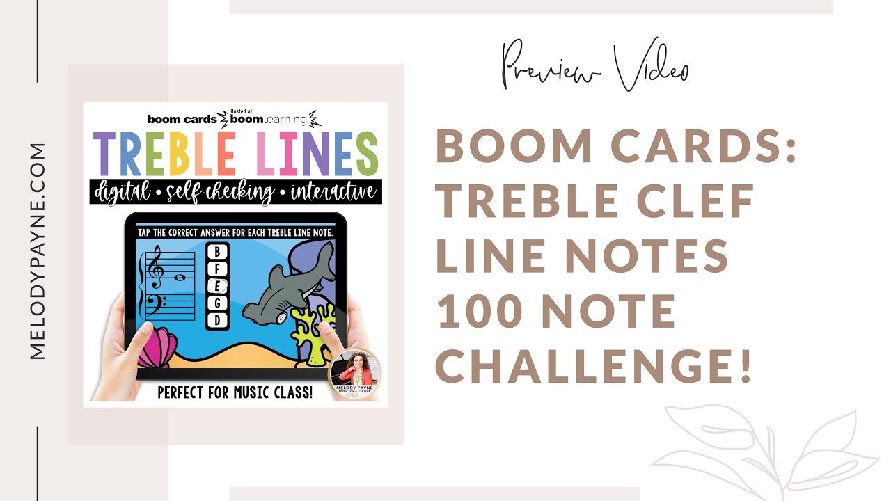 Boom Cards Treble Clef Line Notes EGBDF 100-Note Challenge! - YouTube