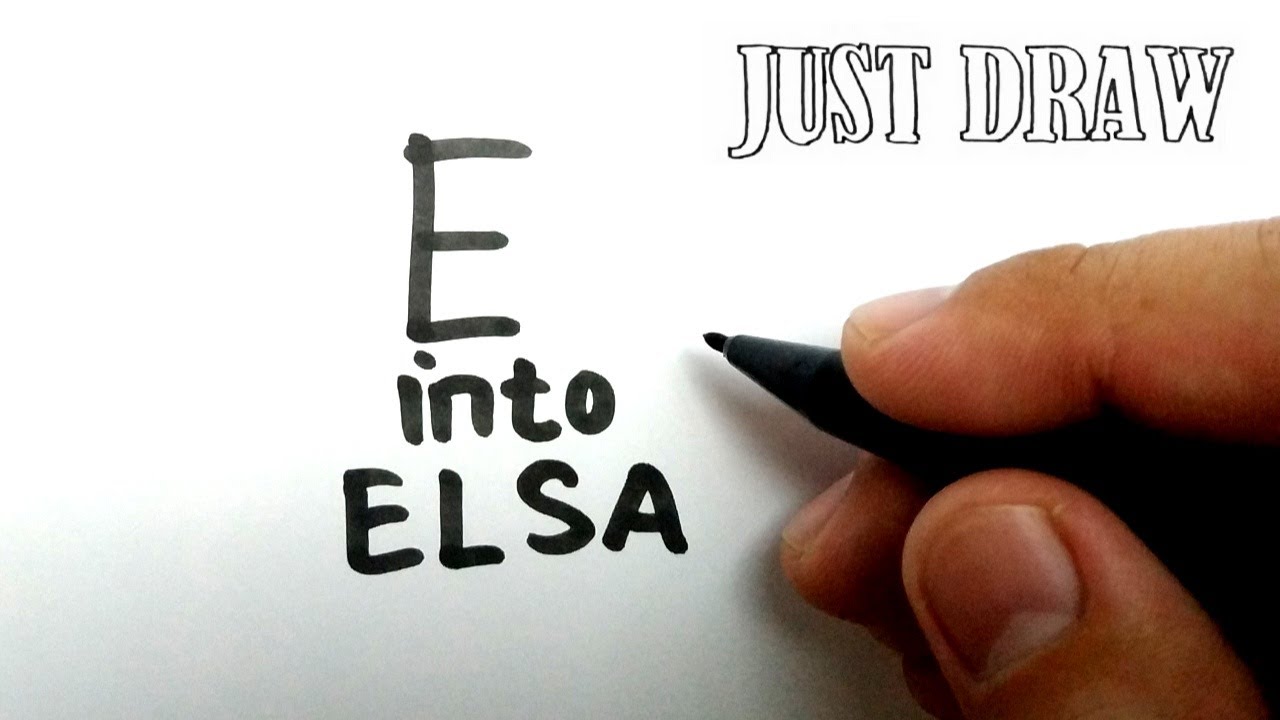 VERY EASY , How to turn letter E into princess ELSA cartoon / how to ...