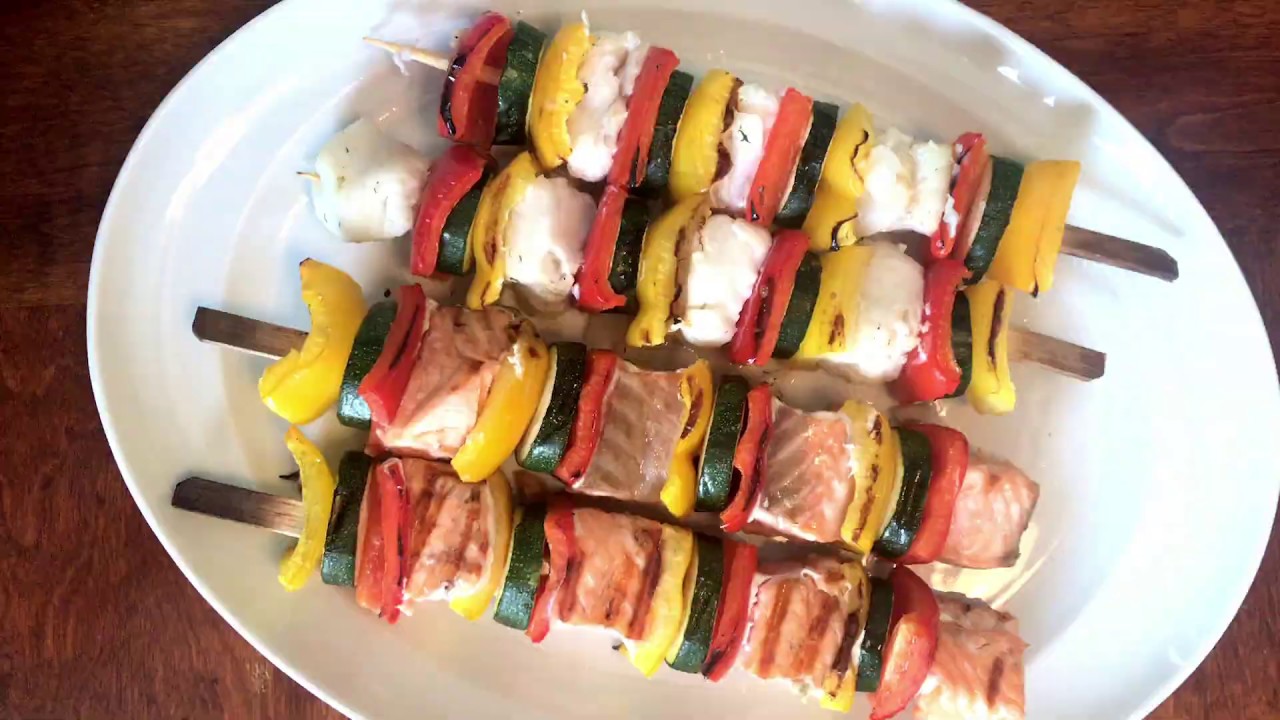 Fish Kabobs on the Grill - YouTube