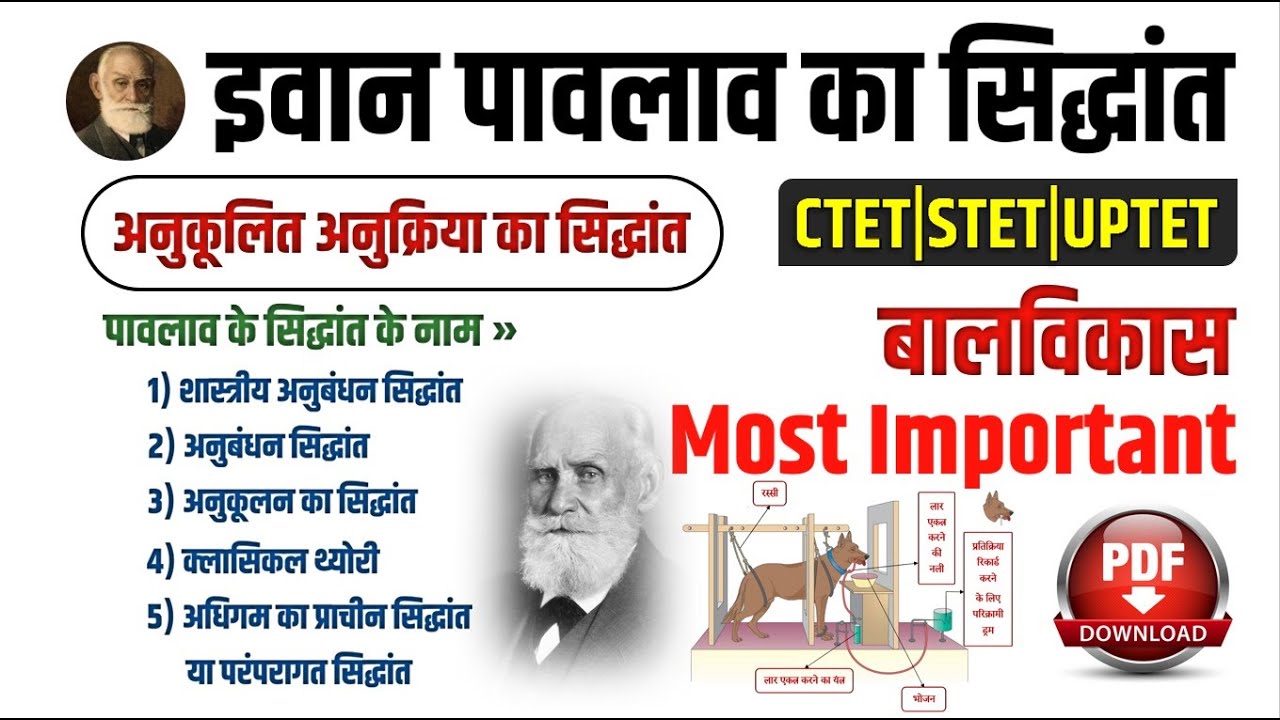 CDP | इवान पावलाव का सिद्धांत | Ivan Pavlov | Ivan Pavlov's Classical ...