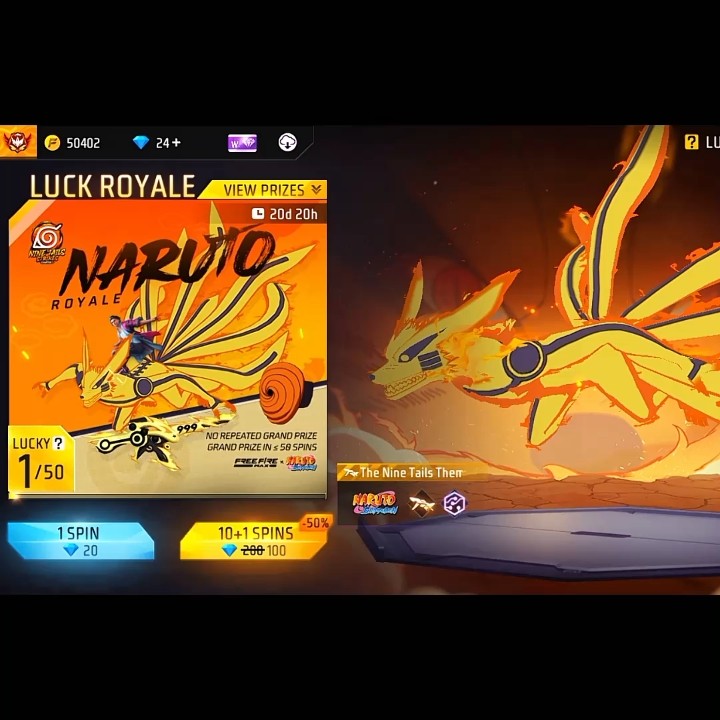 NARUTO LUCKY ROYAL EVENT M4A1 NARUTO NINE TAILS skin gun skin Naruto ...