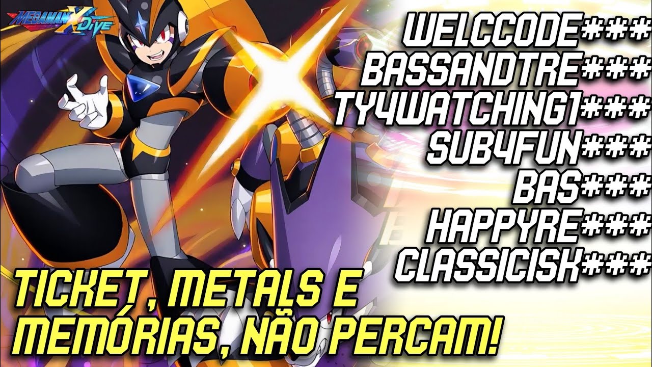 Mega Man X Dive New Codes/Novos Códigos Com Ticket, Metals, Memórias e ...