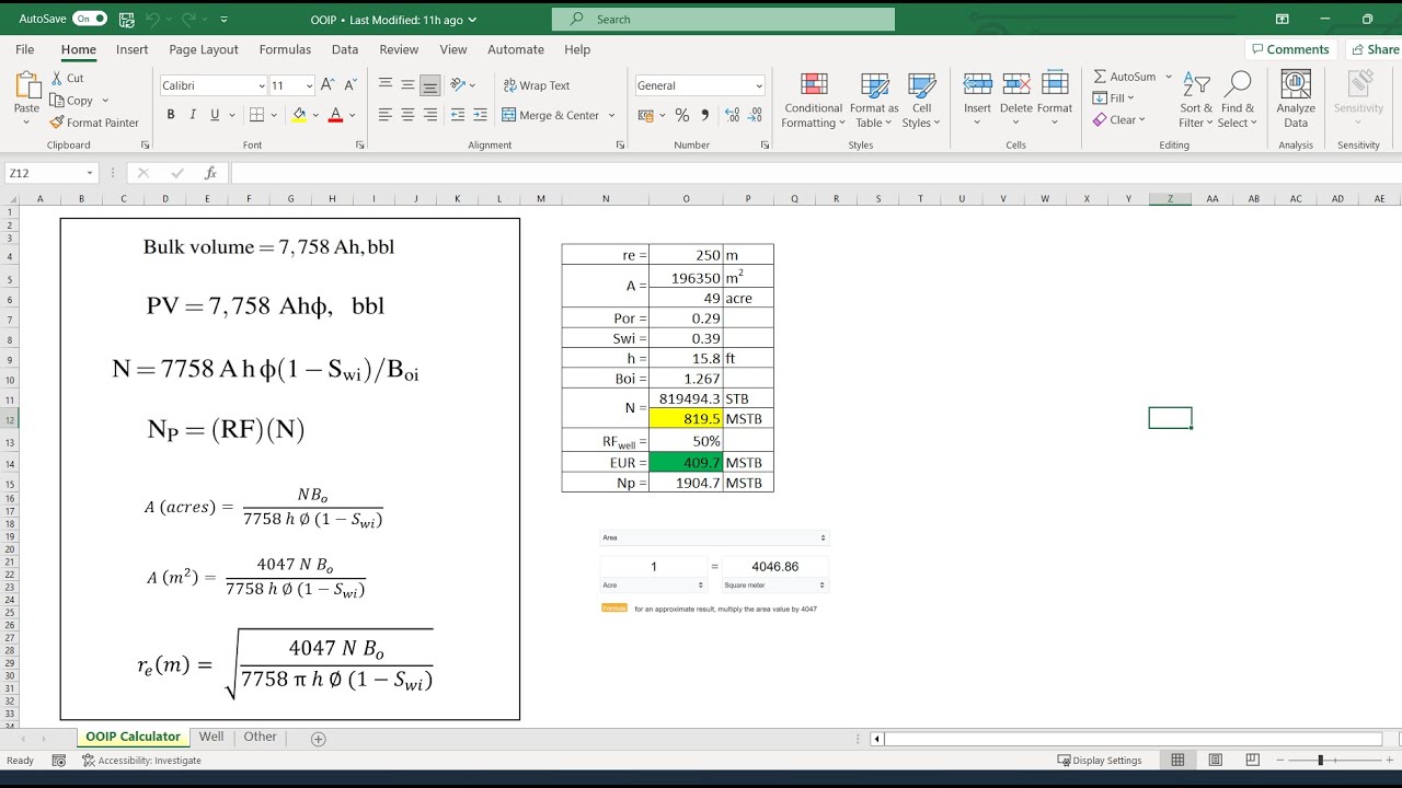 Original Oil in Place by Well: Formula - YouTube