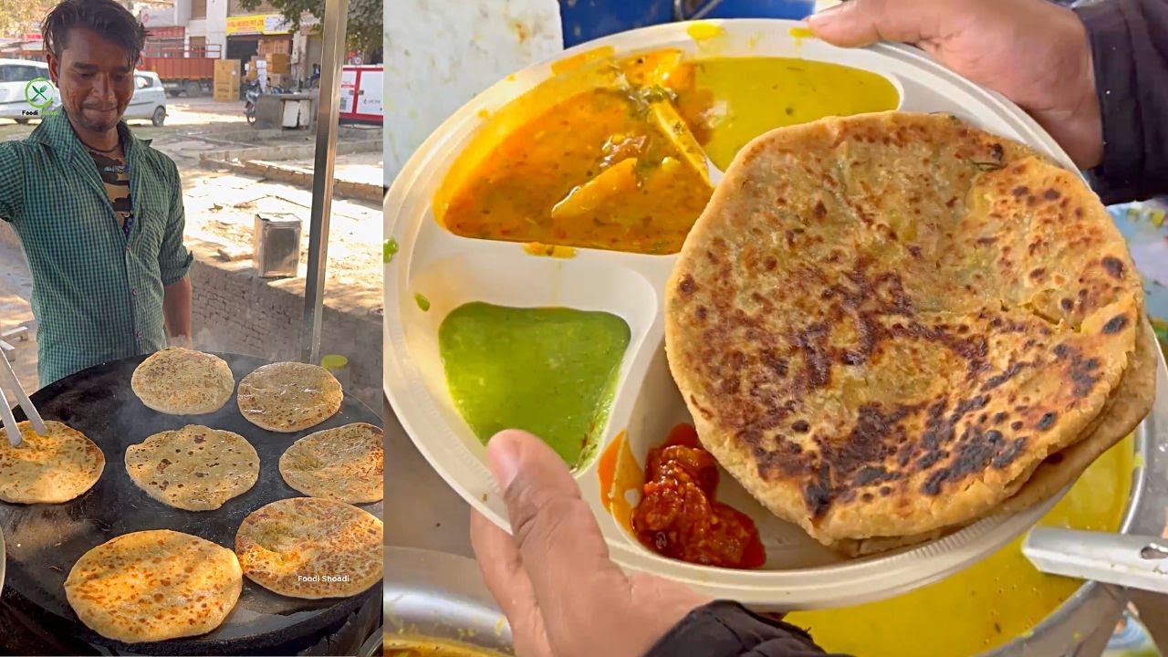Paneer Paratha Making Rs. 30/- Only l Quality Paratha l Agra Street ...