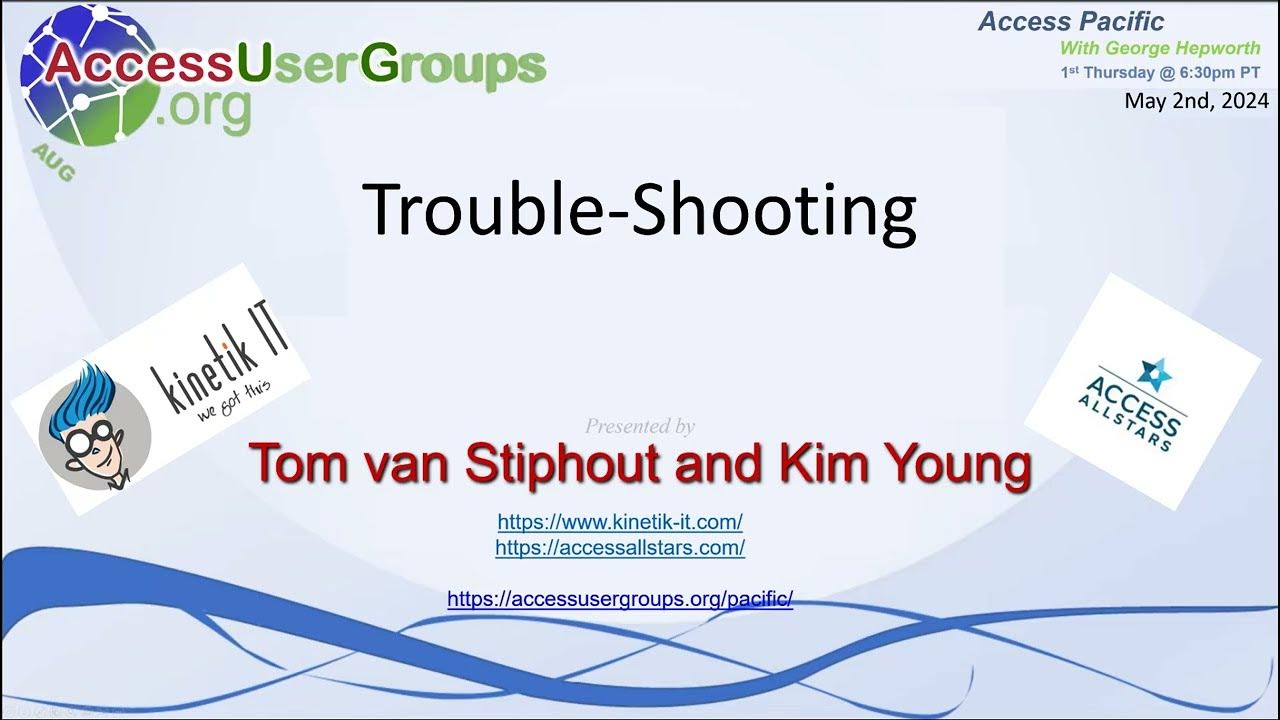 AP: Trouble-Shooting with Tom van Stiphout and Kim Young - YouTube