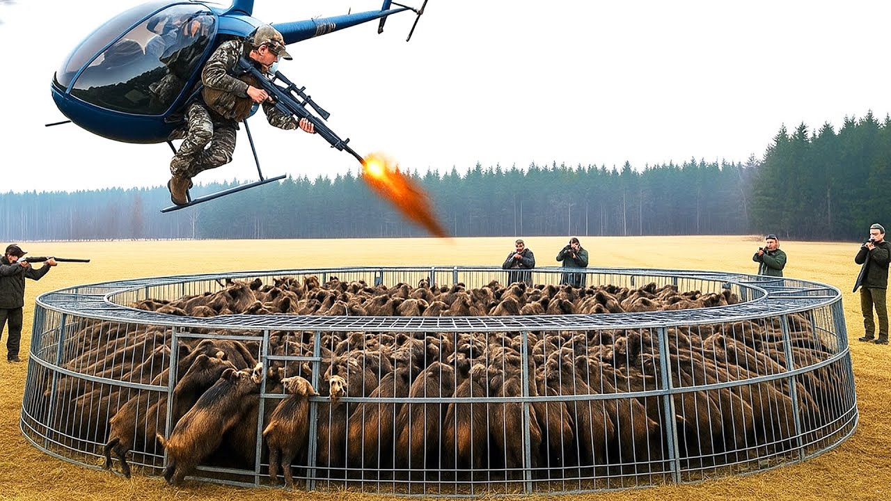 Aerial Wild Hog Hunt | Trapped Boars Surrounded by Helicopters and ...