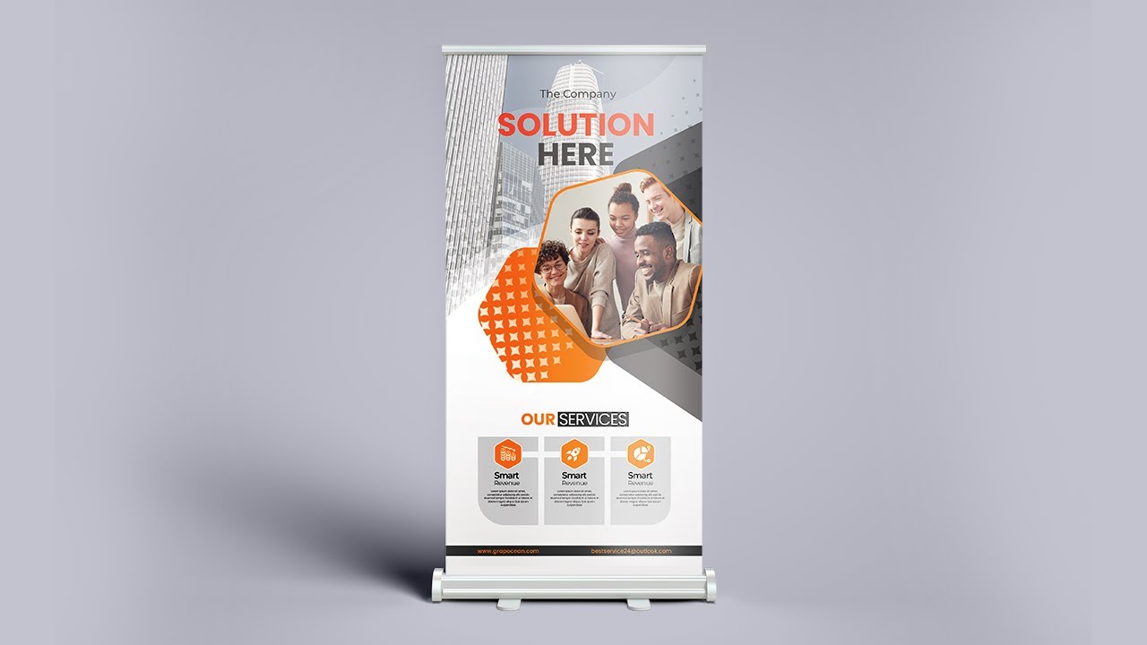 How to Design Business Retractable Banner | Abode Photoshop Tutorial ...