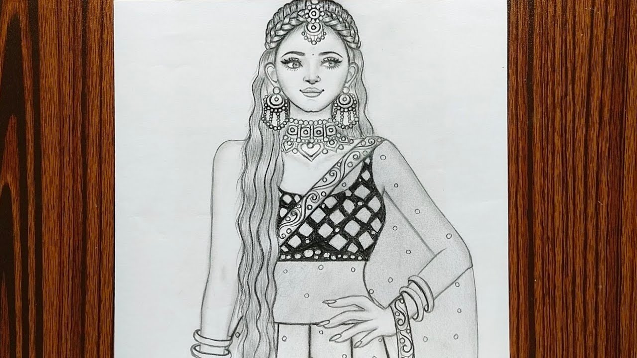 How to draw a Beautiful Traditional bride very easy | Girl drawing ...