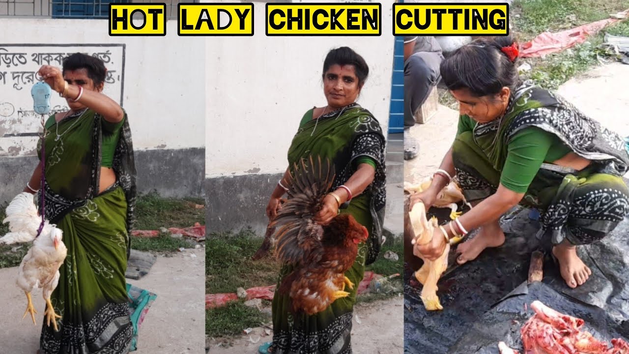 beautiful women chicken cutting Sundarban village market|chicken ...
