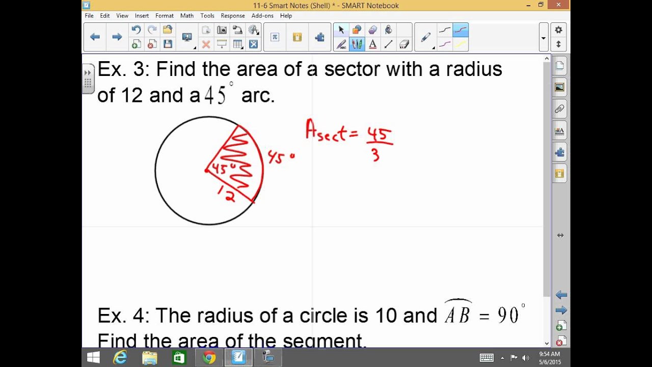 Honors Geometry: 11-6: Area of Circles Sectors Segments of Circles ...