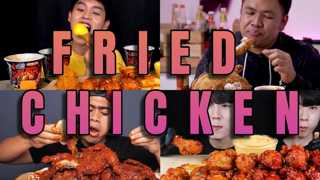 fried chicken MUKBANG ASMR eating KFC fried chicken compilation - YouTube