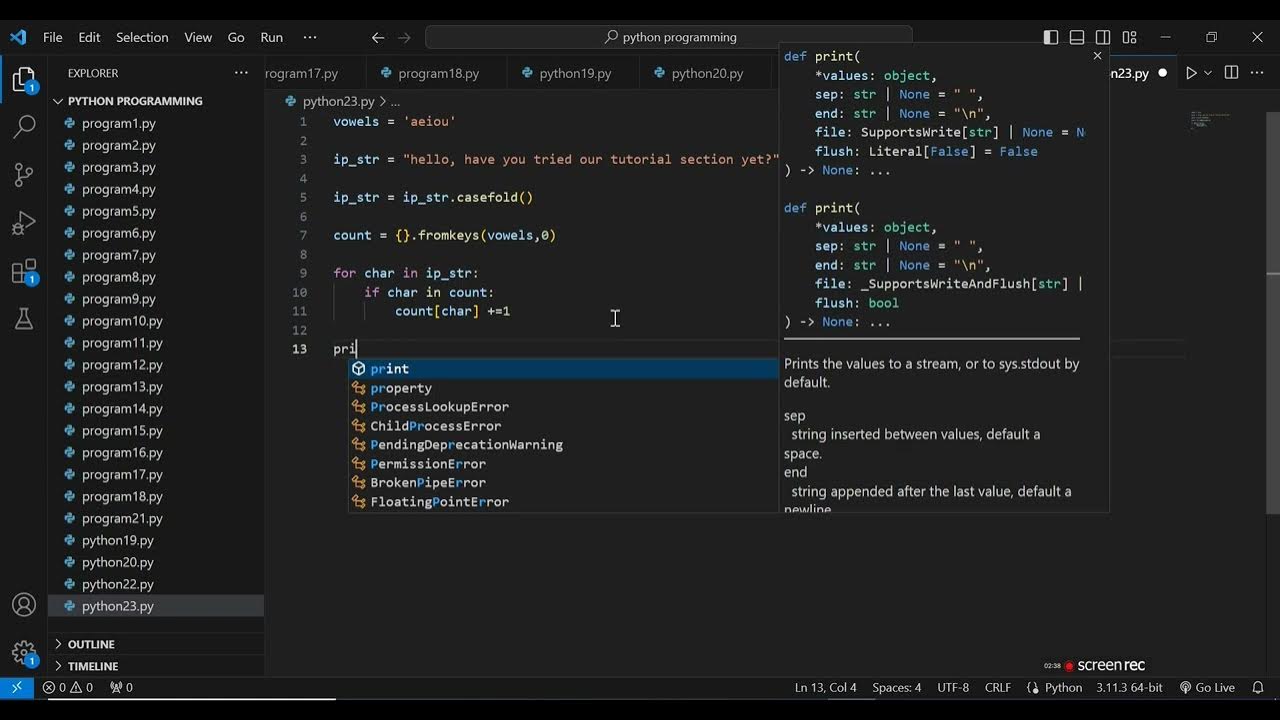 python program to count number of each vowels - YouTube