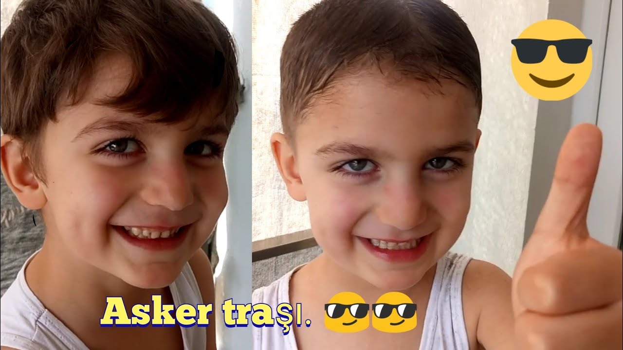 Asker traşı olsun. 😎😎Evde Çocuk saç traşı nasıl yapılır.. - YouTube