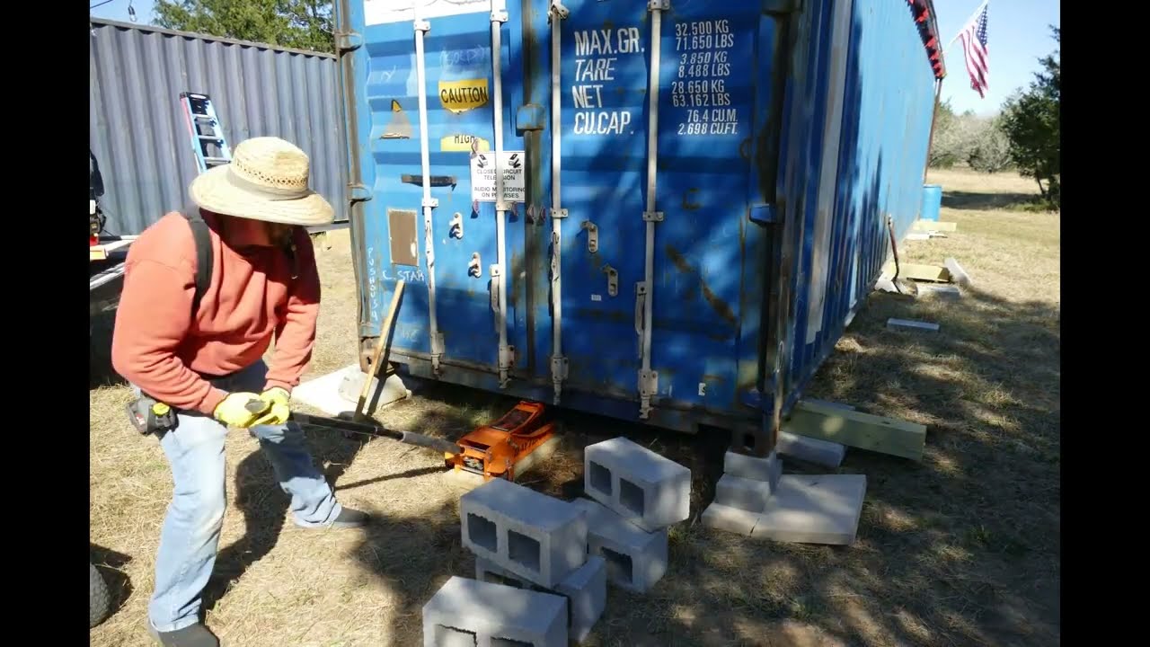 Leveling a shipping container in less than a minute. All by yourself ...