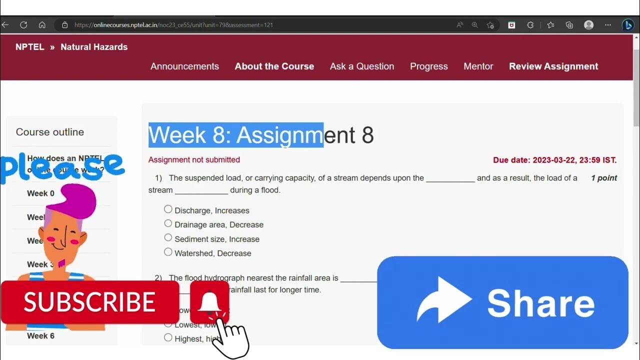 Natural Hazards Week 8: Assignment 8 Answer Nptel Solution Nptel 2023 Assignment answer - YouTube