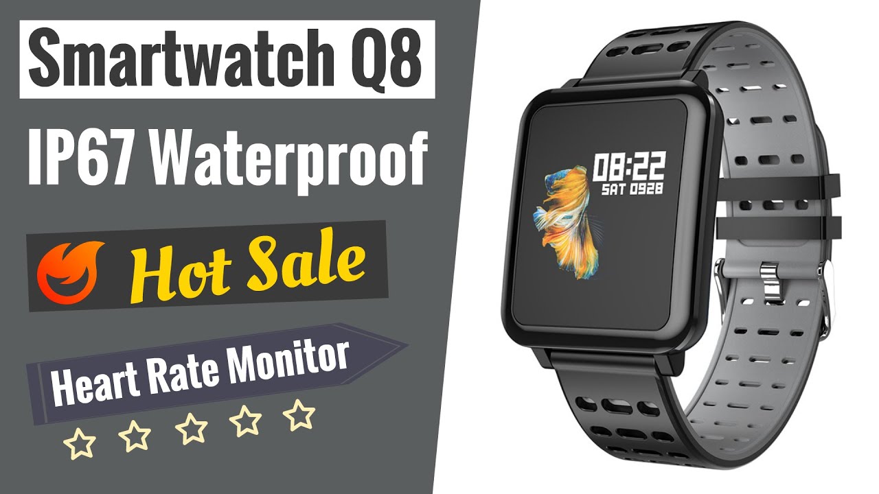 Q8 Android Smartwatch IP67 Waterproof Device, Bluetooth Heart Rate ...