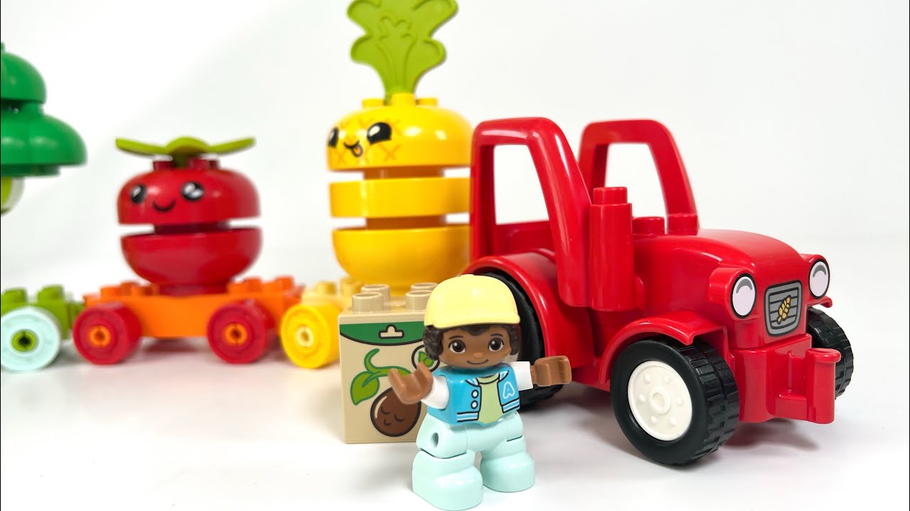 Toy Learning Video for Kids! Duplo Tractor and Farmer Set with Friut ...