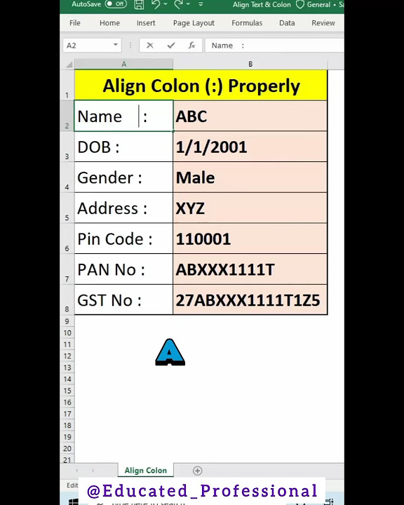 Align Colon In Excel Excel Tutorial Excel Tips And Tricks Excel Msexcel Exceltips 9548