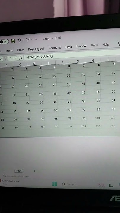 =row()*col() #fill counting in a table#excel#computereducation - YouTube
