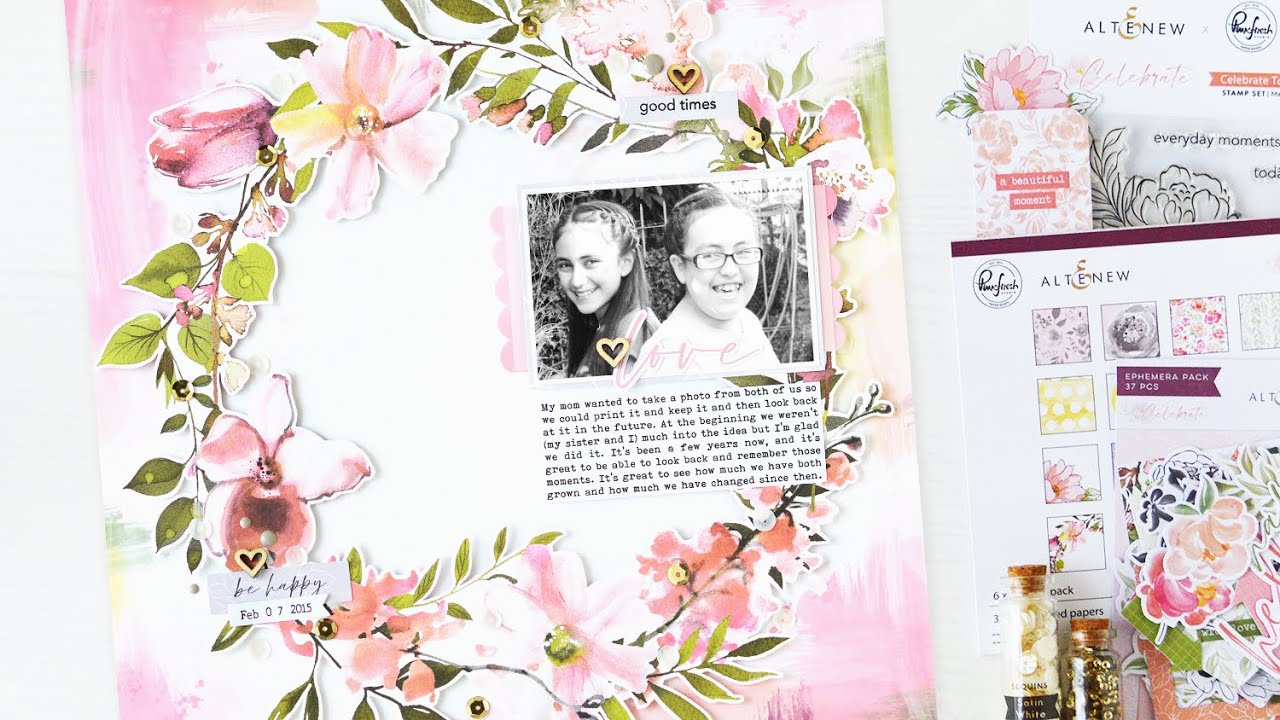 BEAUTIFUL Floral Scrapbook Page! - How To Create a CAS 12 x 12 Layout ...
