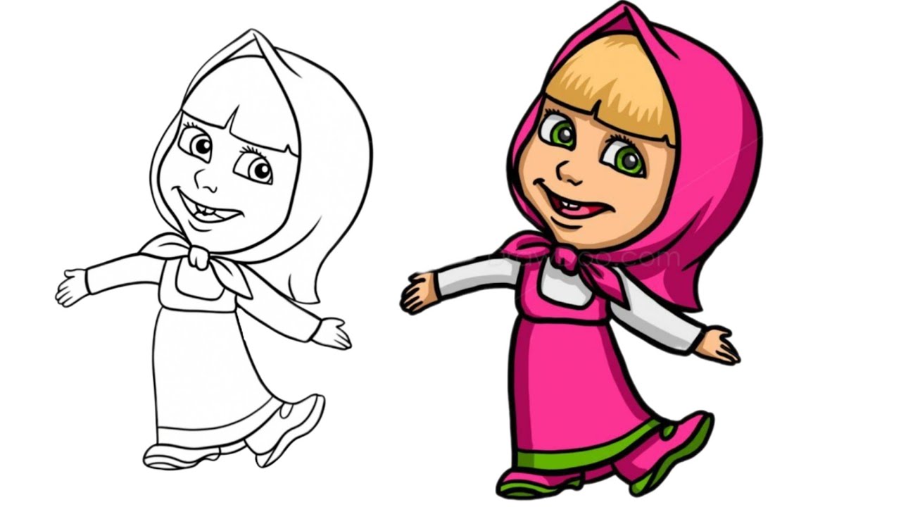 Kolay Maşa Karekteri Çizimi 🎀 | Cute and Easy Masha Drawing Step by ...