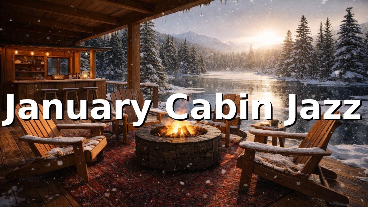 January Cabin Jazz ️ Cozy Lakeside Fire & Snow - YouTube